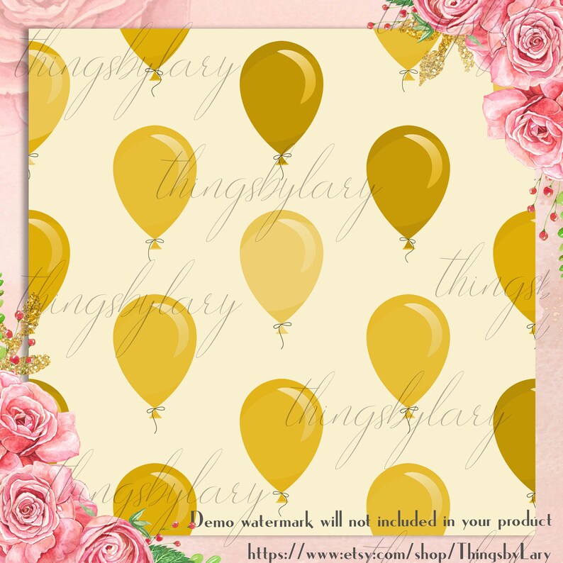 100 Seamless Balloon Digital Papers 12" X 12" 300 Dpi Planner Paper ...