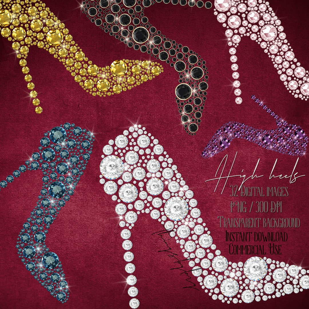 32 Diamond Pearl Rhinestone High Heels Digital Clip Arts 300 Dpi PNG ...