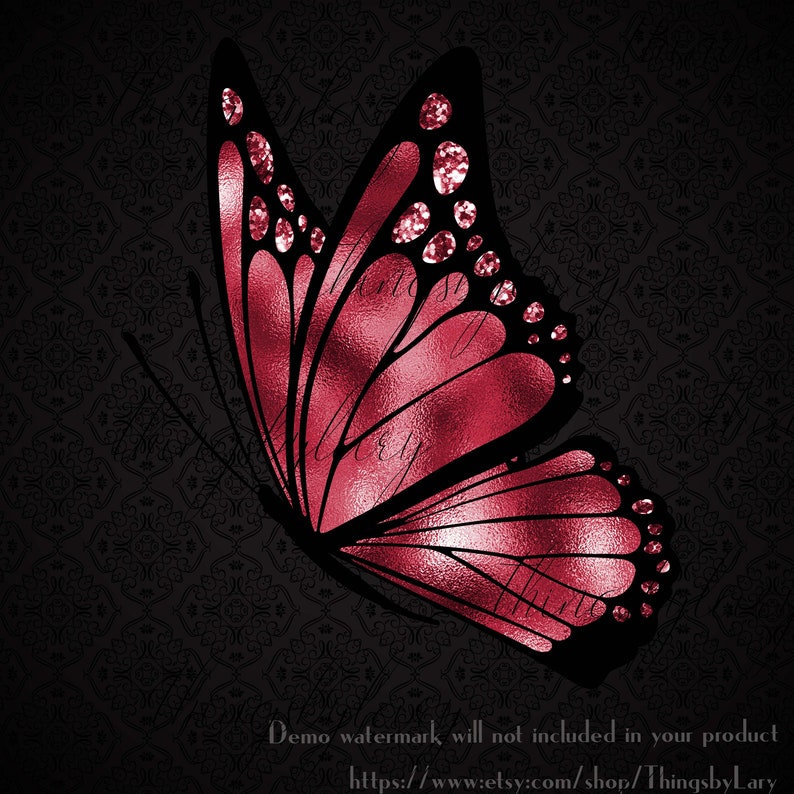 30 Red Ruby Foil and Glitter Butterfly Digital Images 300 Dpi - Etsy