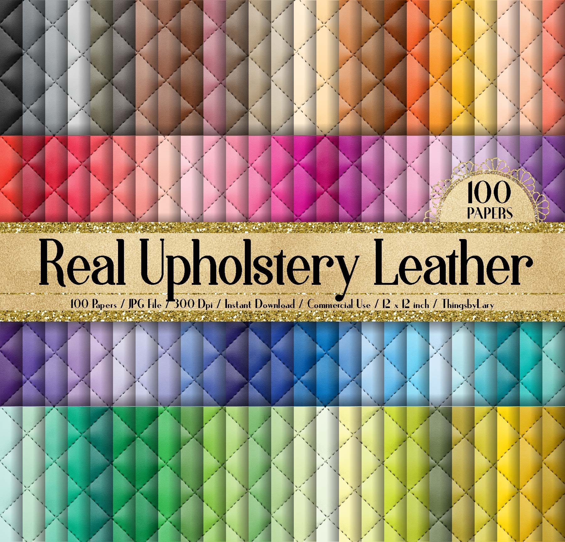 100 Real Upholstery Quilt Leather Papers in 12 Inch, Instant Download ...