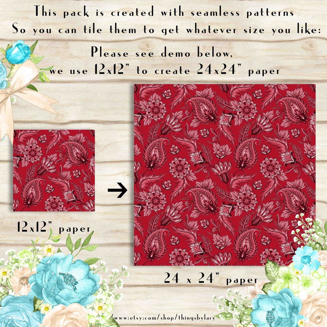 100 Seamless Floral Paisley Papers in 12 X 12 300 - Etsy