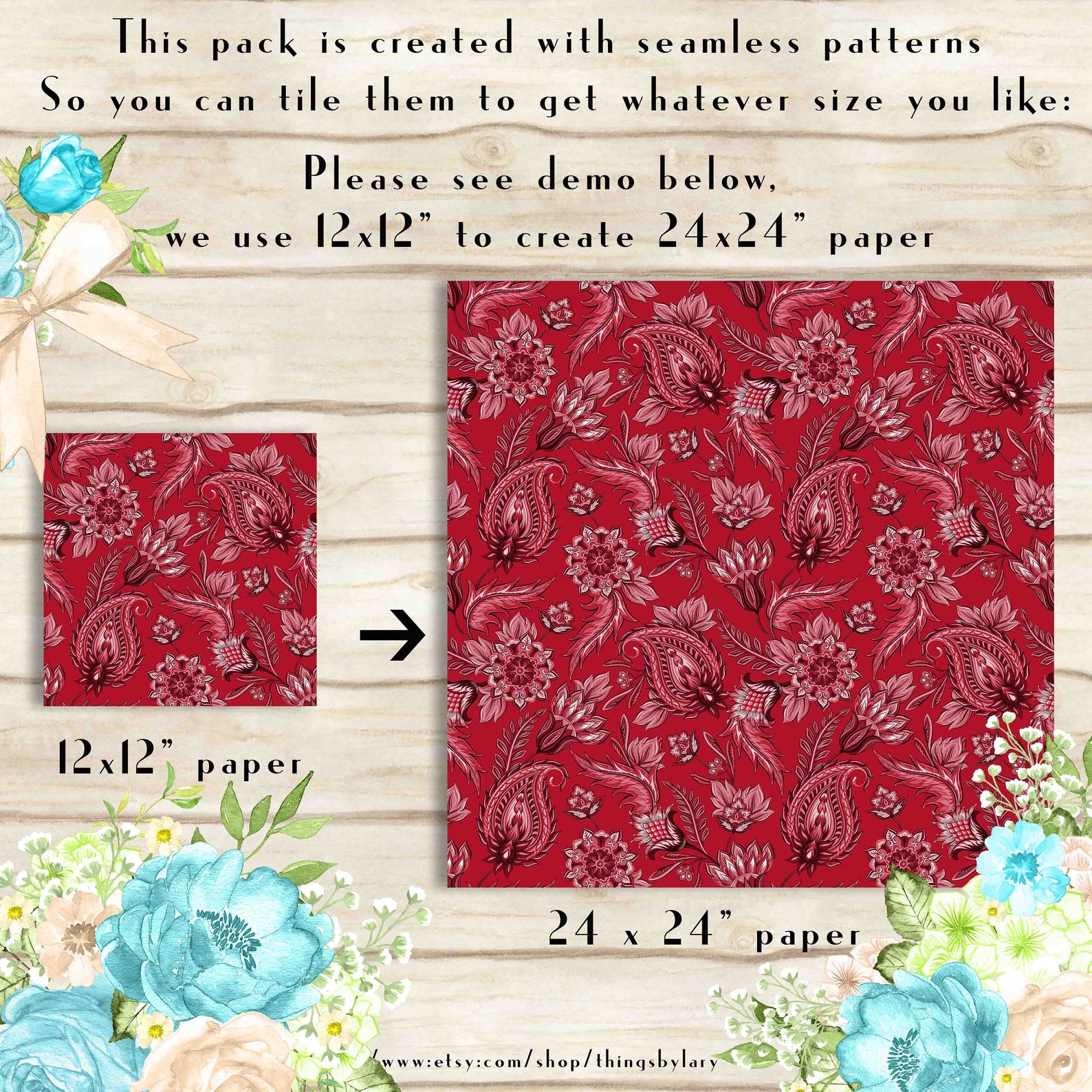 100 Seamless Floral Paisley Papers in 12 X 12 300 - Etsy