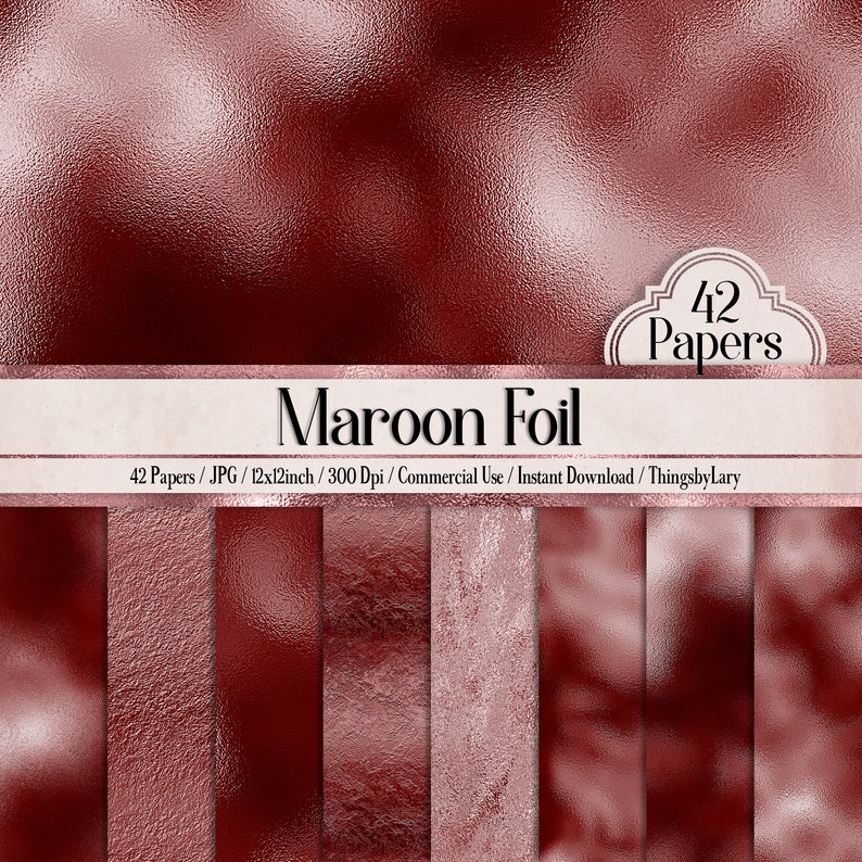 42 Maroon Foil Digital Papers 12 Inch 300 Dpi Planner Paper | Etsy