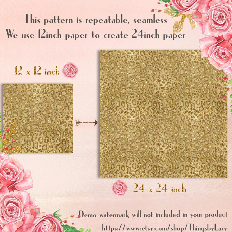 16 Seamless Gold Glitter Animal Skin Prints Digital Papers 12" 300 Dpi ...