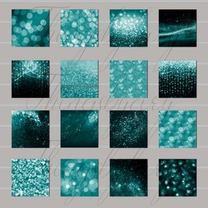 42 Teal Bokeh Digital Papers 12x12" 300 Dpi Planner Paper Commercial ...