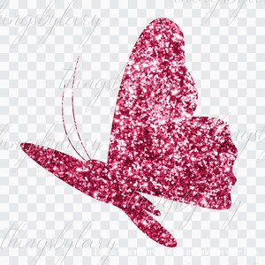 30 Pink Foil and Glitter Butterflies Digital Images PNG300 Dpi Instant ...
