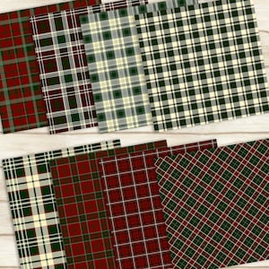16 Red and Green Plaid Pattern Papers 12x12 Inch, Jpeg File, Instant ...