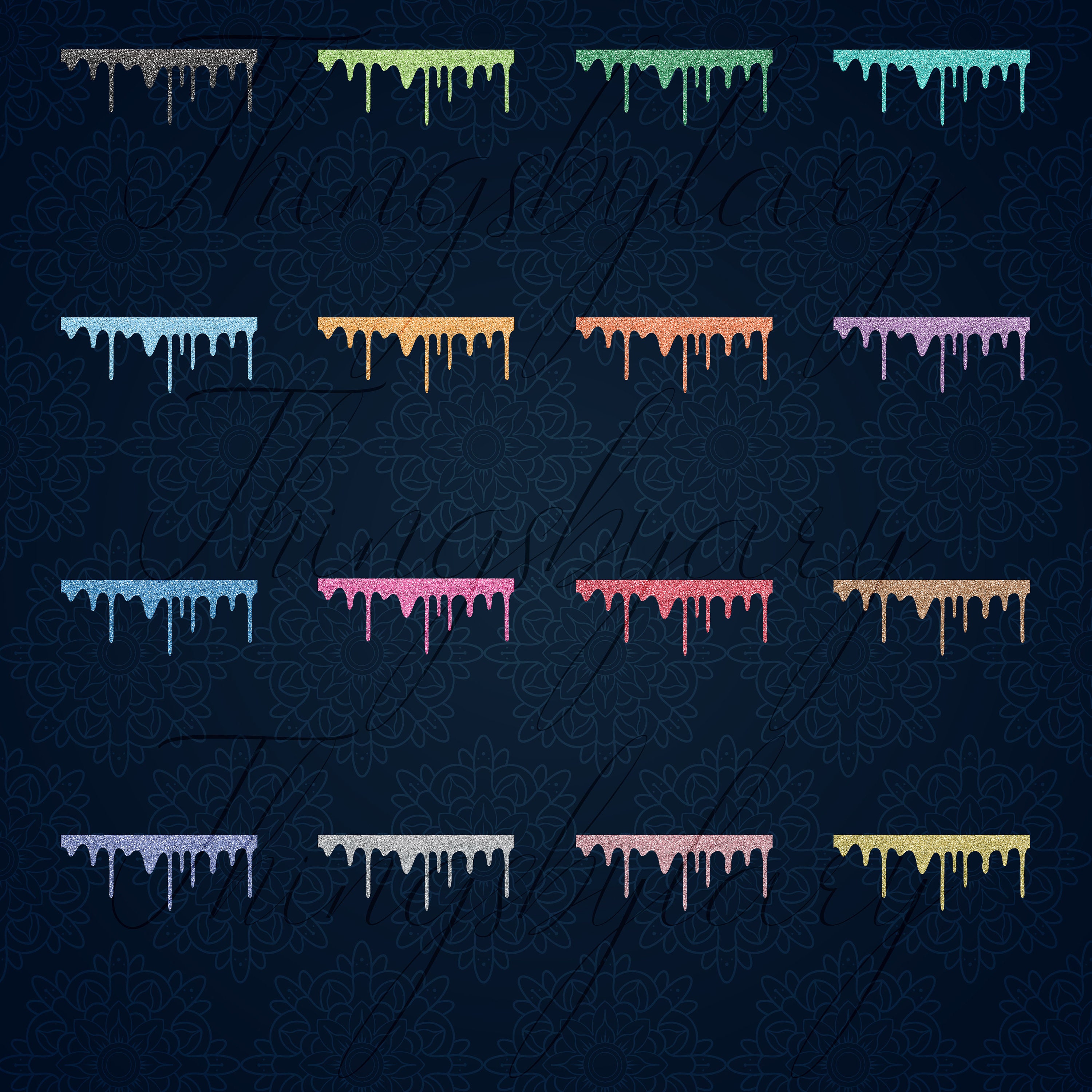 Scrapbooking 16 Seamless Glitter Dripping Overlay Images 16 Colors Gold ...