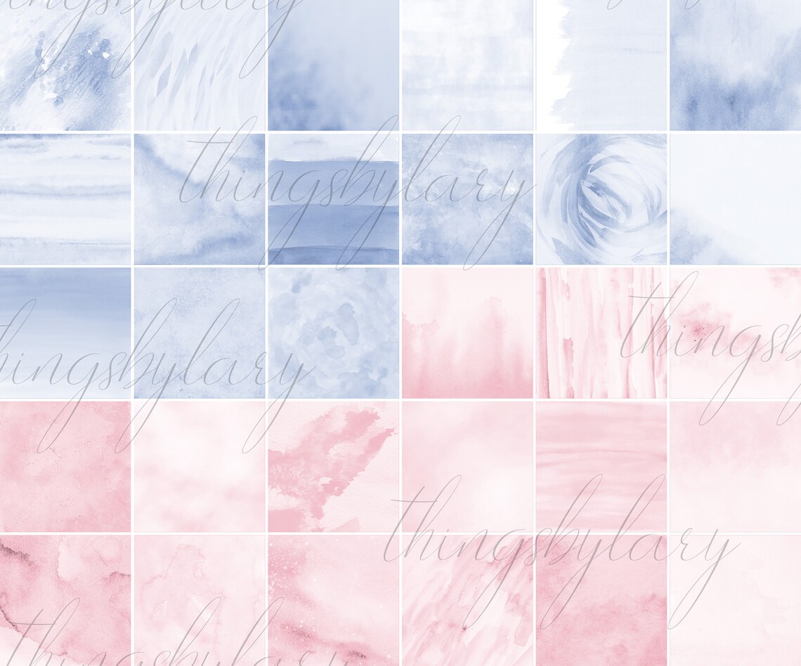 30 Ombre Serenity & Rose Quartz Watercolor Digital Papers - Etsy