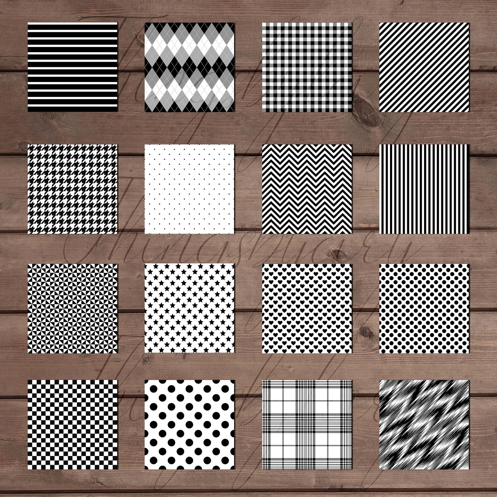 30 Seamless Black & White Basic Common Home Decor Prints Patterns ...