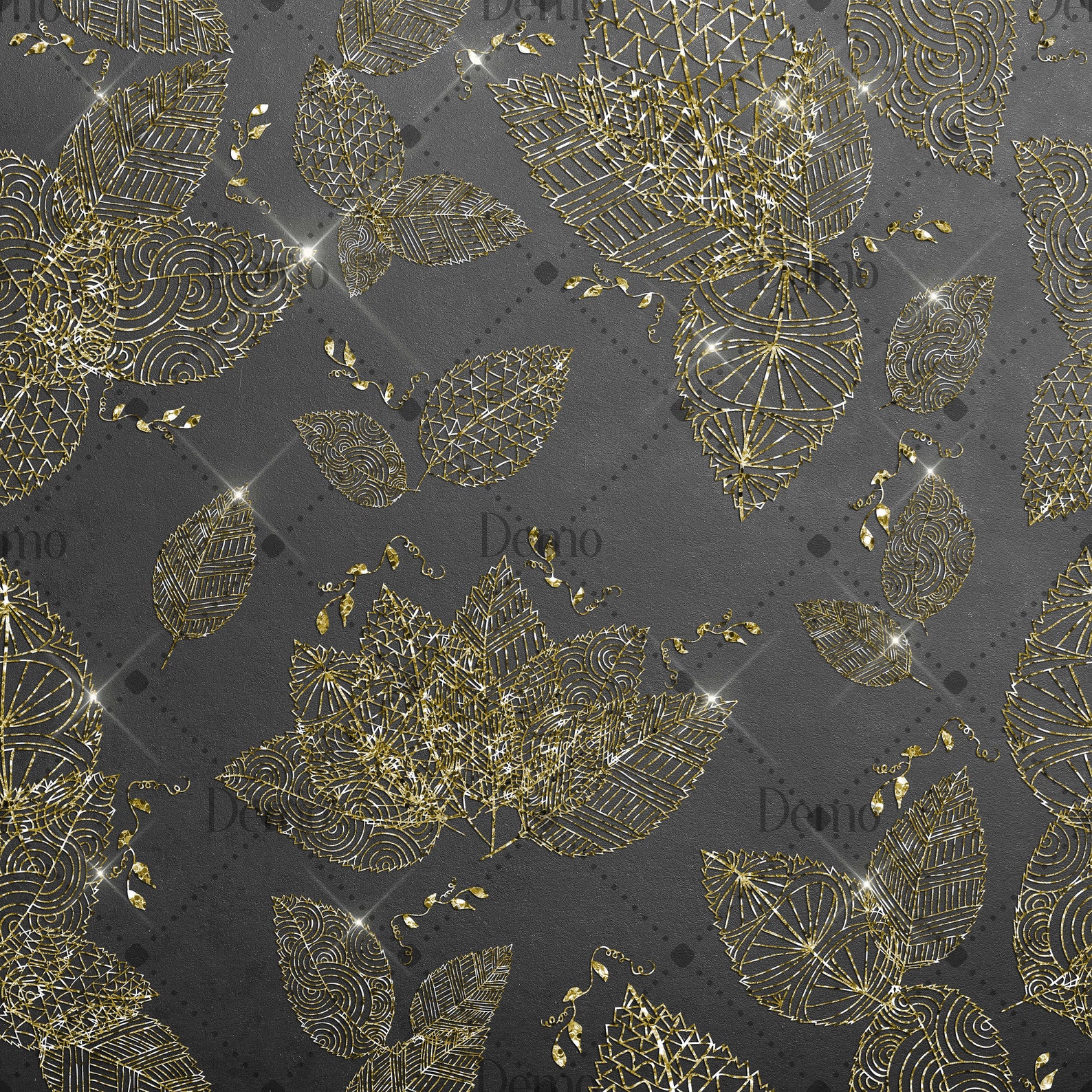 16 Seamless Glitter Leaves Overlay Digital Images PNG Transparent ...