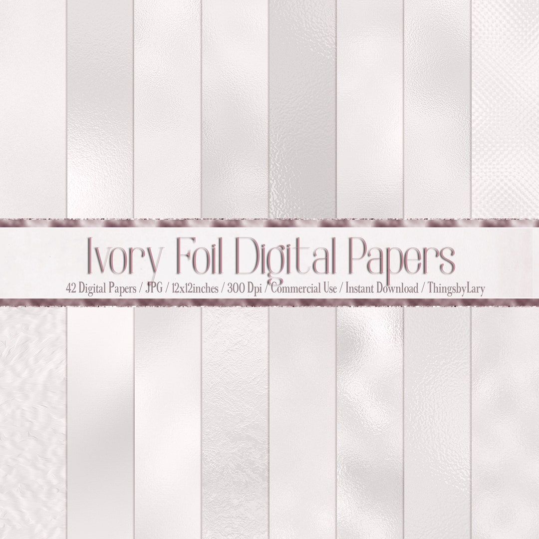 42 Ivory Foil Texture Digital Papers 12x12" 300 Dpi Instant Download ...