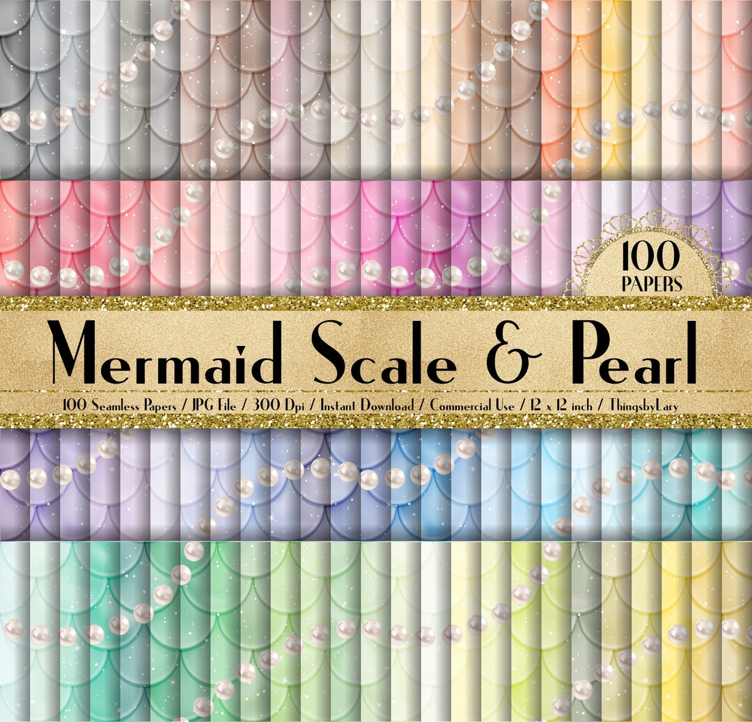 100 Seamless Pearl Mermaid Scale Papers, 300 Dpi Planner Paper ...