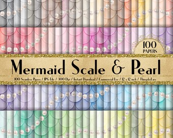 100 Seamless Mermaid Scale Papers 300 Dpi Planner Paper | Etsy