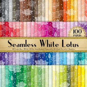 100 Seamless White Lotus Papers in 12" X 12", 300 Dpi Planner Paper ...