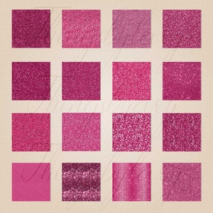 16 Seamless Pink Glitter Digital Papers 12" 300 Dpi Commercial Use ...