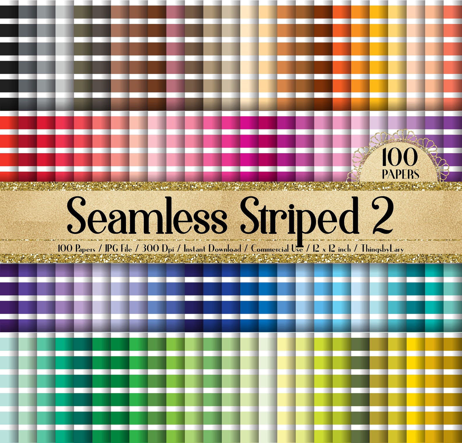 100 Seamless Striped Pattern Digital Papers 12x12 - Etsy