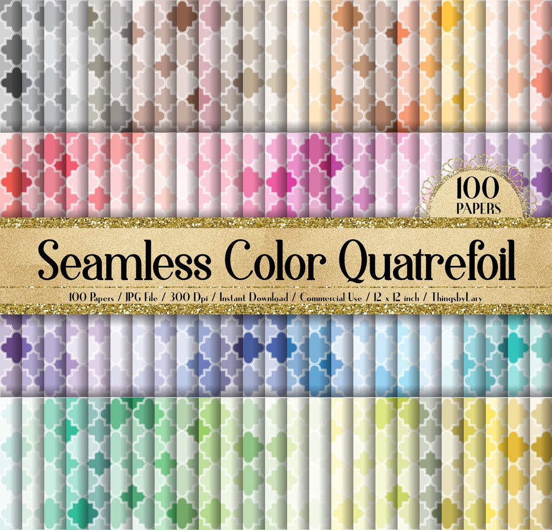 100 Seamless Color Quatrefoil Pattern Papers 12 Inch 300 Dpi Instant ...