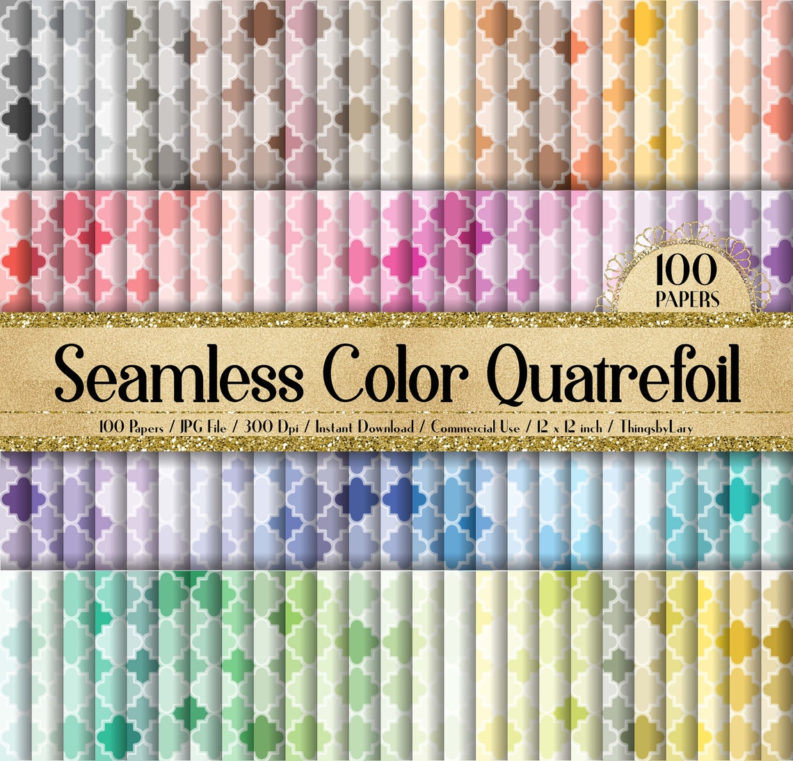 100 Seamless Color Quatrefoil Pattern Papers 12 Inch 300 Dpi - Etsy