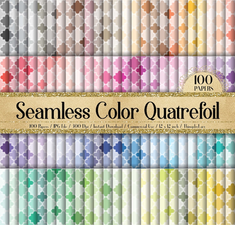 100 Seamless Color Quatrefoil Pattern Papers 12 Inch 300 Dpi - Etsy