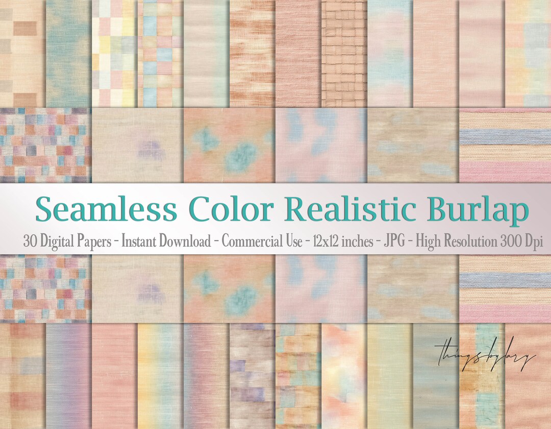 30 Seamless Color Realistic Burlap Digital Paper Commercial Use Woven ...