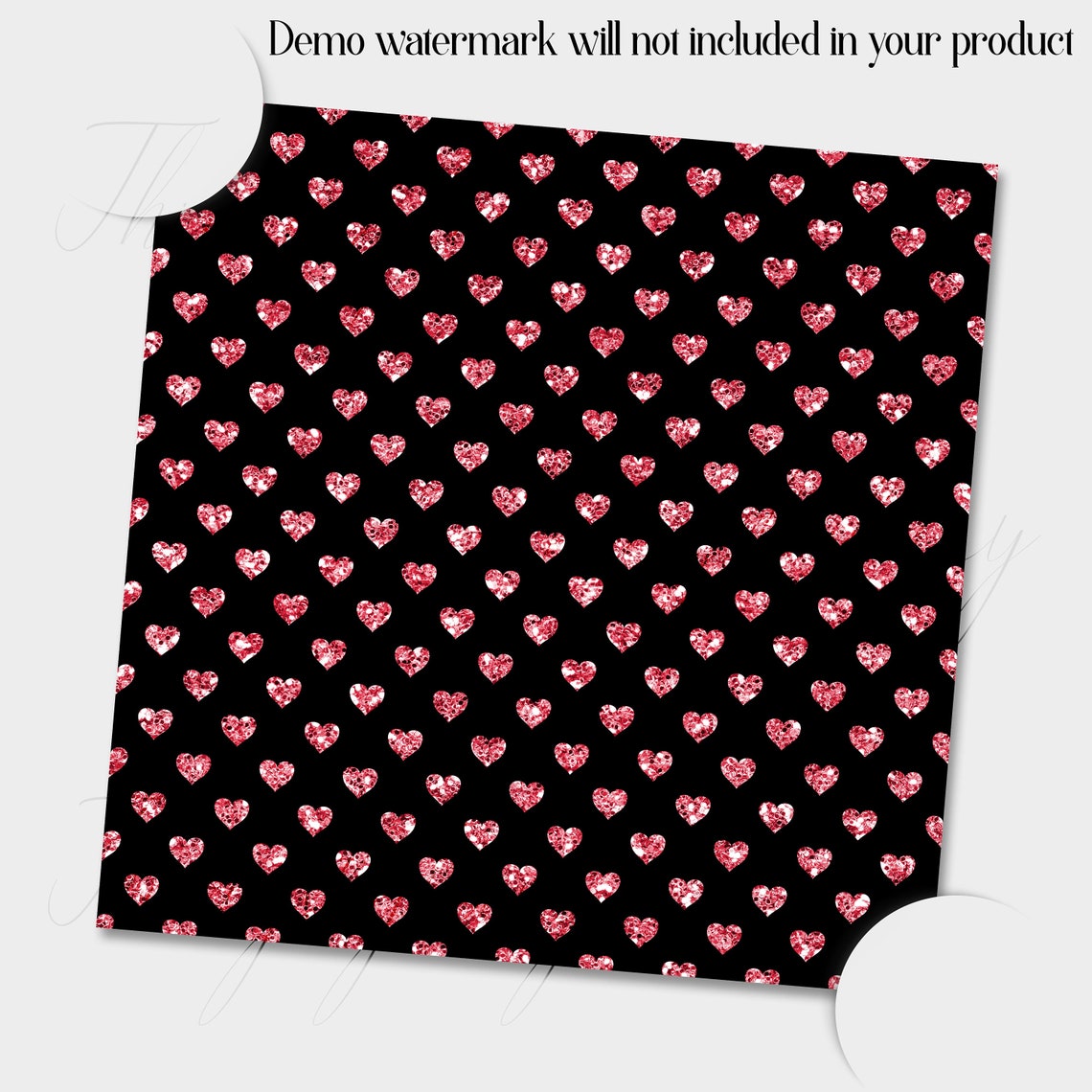 100 Seamless Black and Glitter Heart Pattern Digital Papers | Etsy