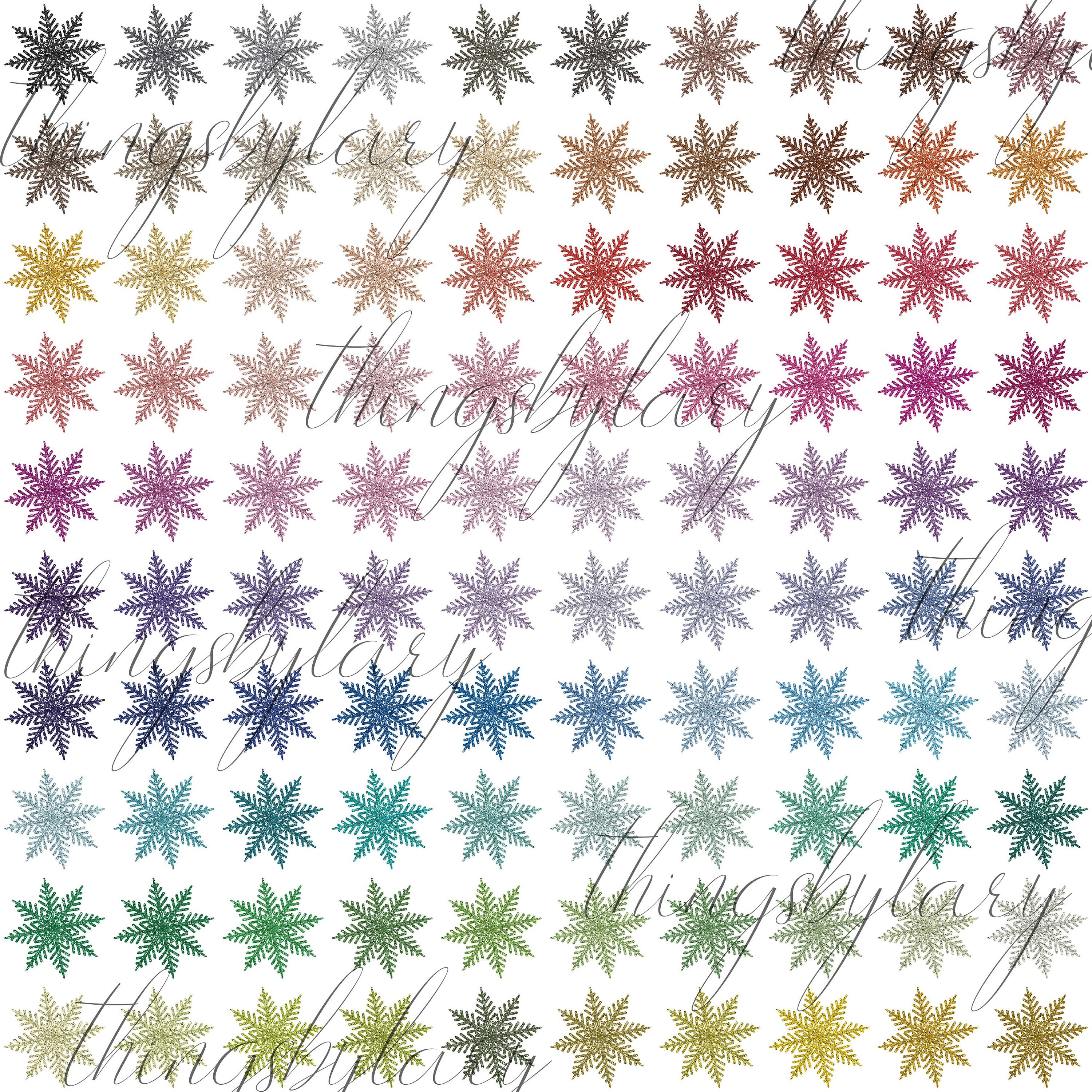 100 Glitter Winter Snowflake Clip Arts 300 Dpi Instant Download ...