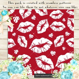 100 Seamless White Lipstick Kiss Love Valentine Papers in 12", Planner ...