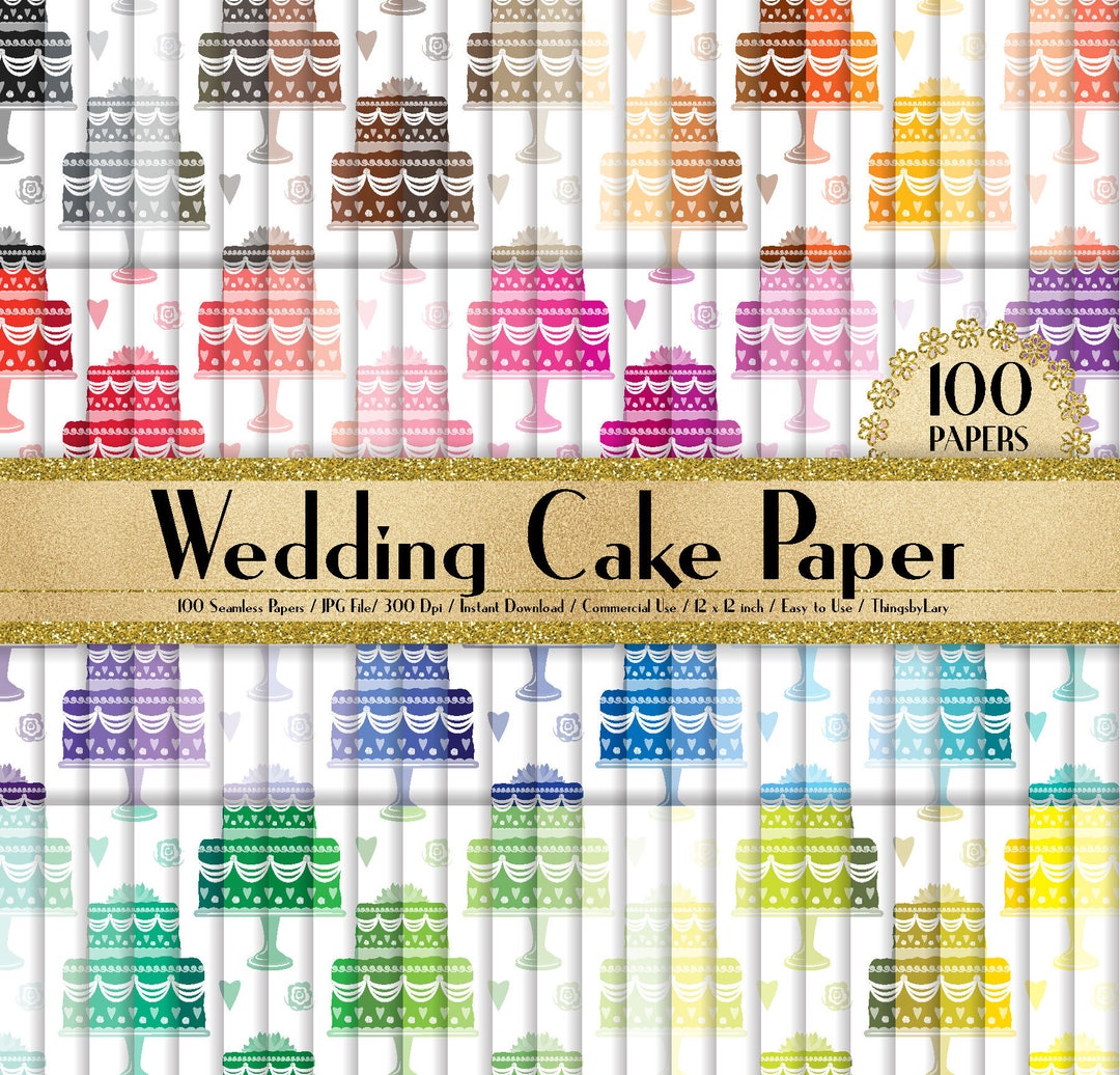 100 Seamless Wedding Cake Papers in 12" X 12",300 Dpi Planner Paper ...