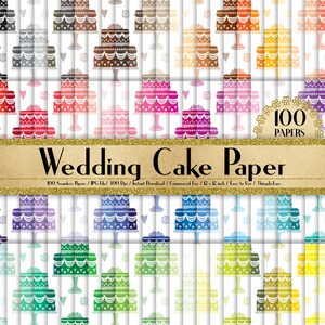 100 Seamless Wedding Cake Papers in 12" X 12",300 Dpi Planner Paper ...