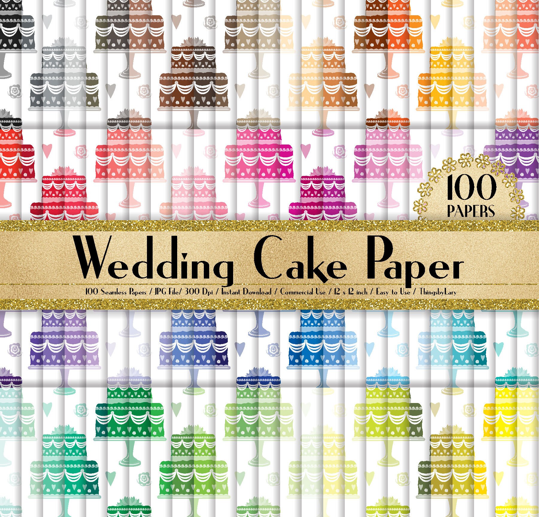 100 Seamless Wedding Cake Papers in 12 x 12300 | Etsy