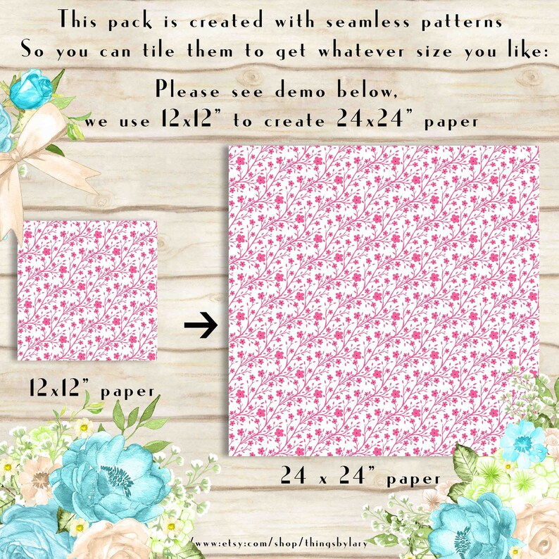 100 Seamless Spring Flower Papers in 12",cherry Blossom, Japanese ...