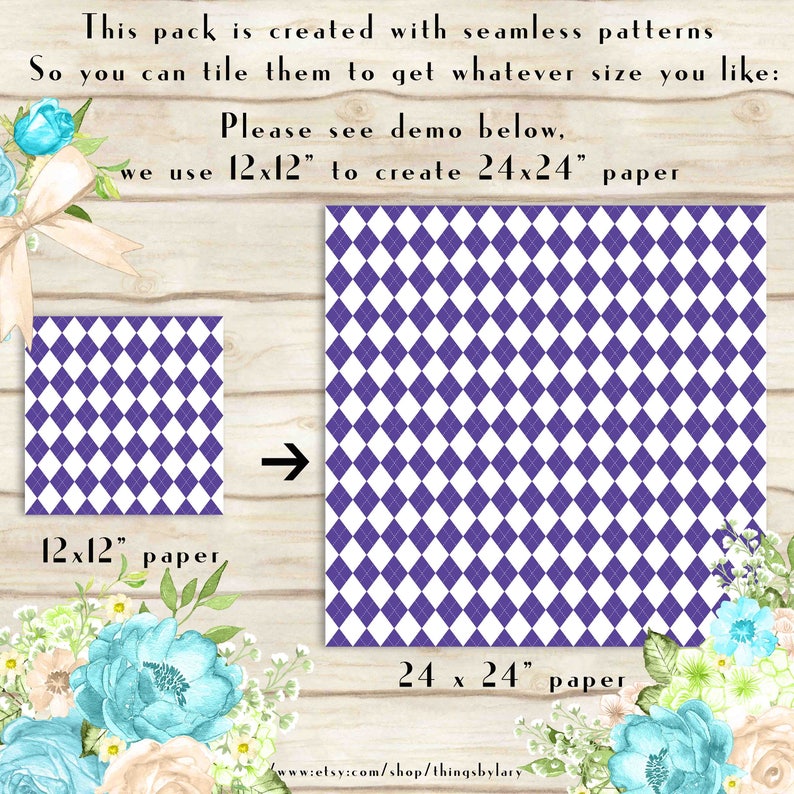 100 Seamless Argyle Papers in 12" X 12", 300 Dpi Planner Paper ...