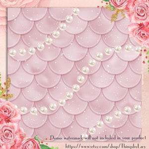 100 Seamless Pearl Mermaid Scale Papers, 300 Dpi Planner Paper ...