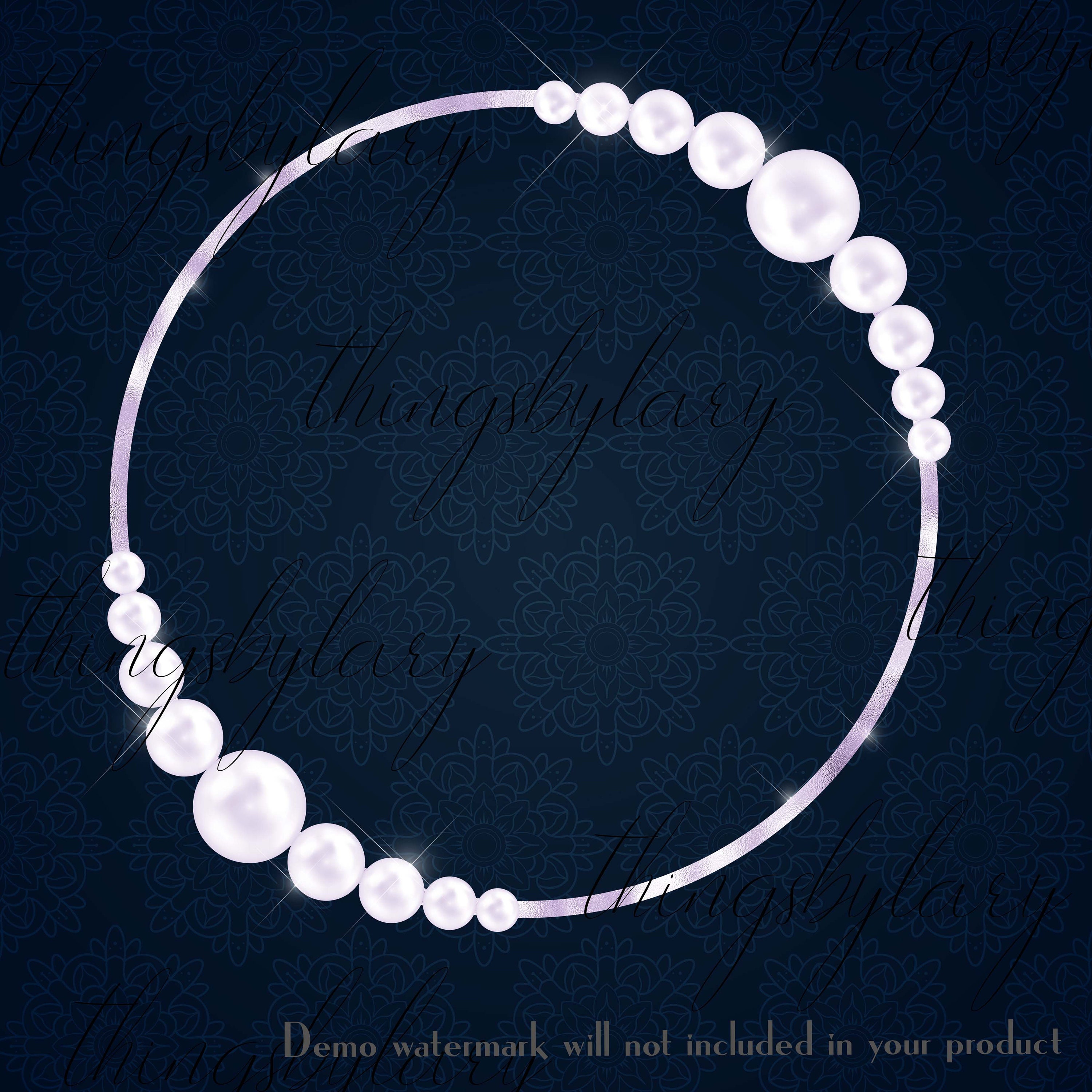 100 Pearl & Foil Circle Frames Clip Arts Pearl Frames Digital Clip Arts ...