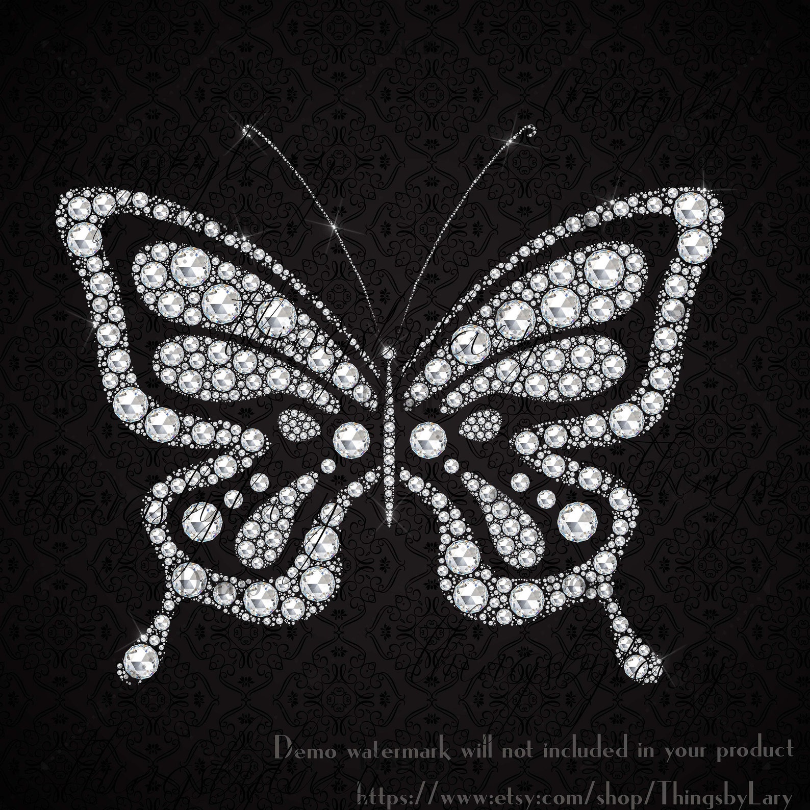 10 Diamond Butterfly Clip Arts 300 Dpi Instant Download - Etsy