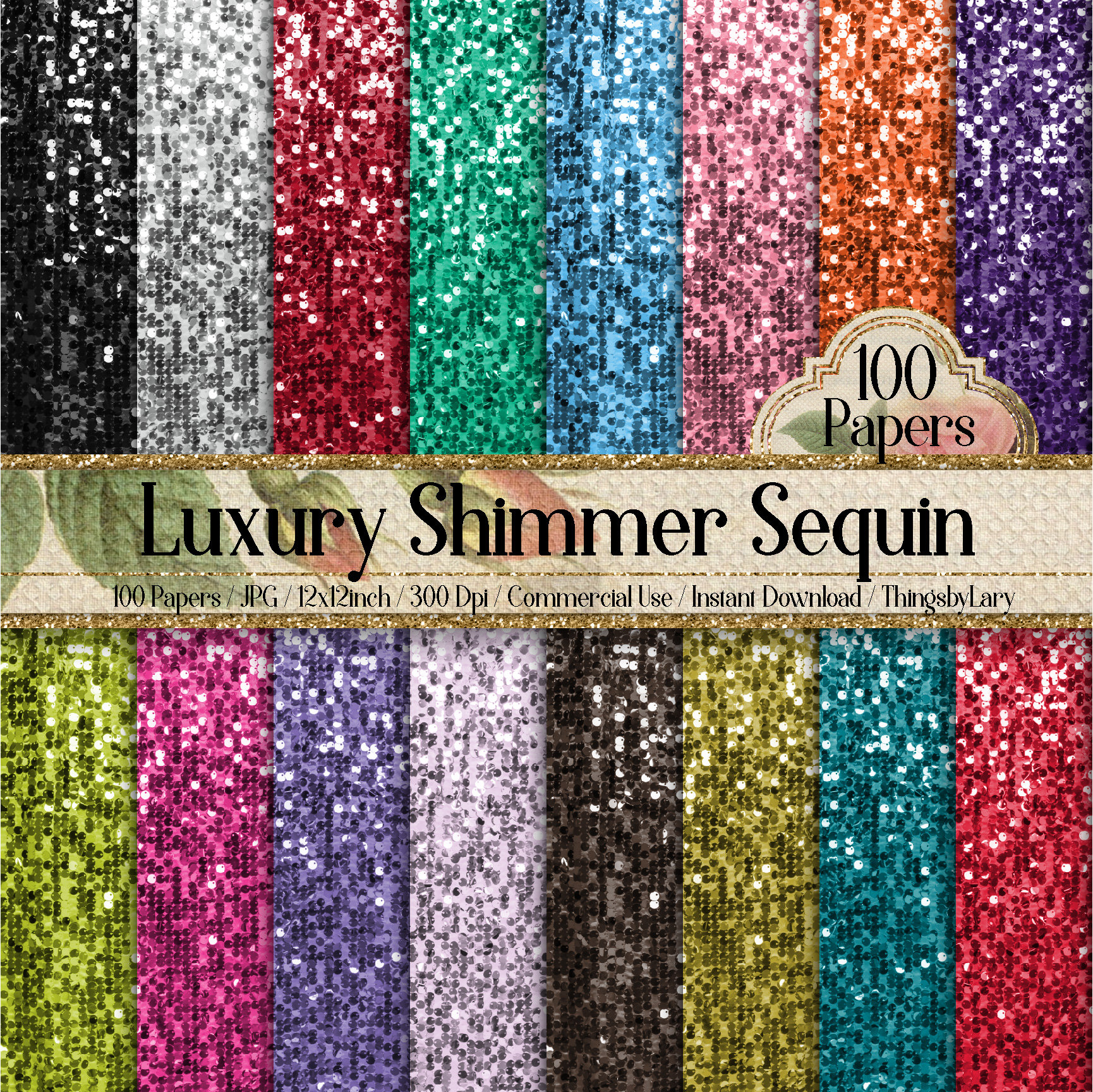 100 Luxury Shimmering Sequin Digital Papers 12x12 300 - Etsy