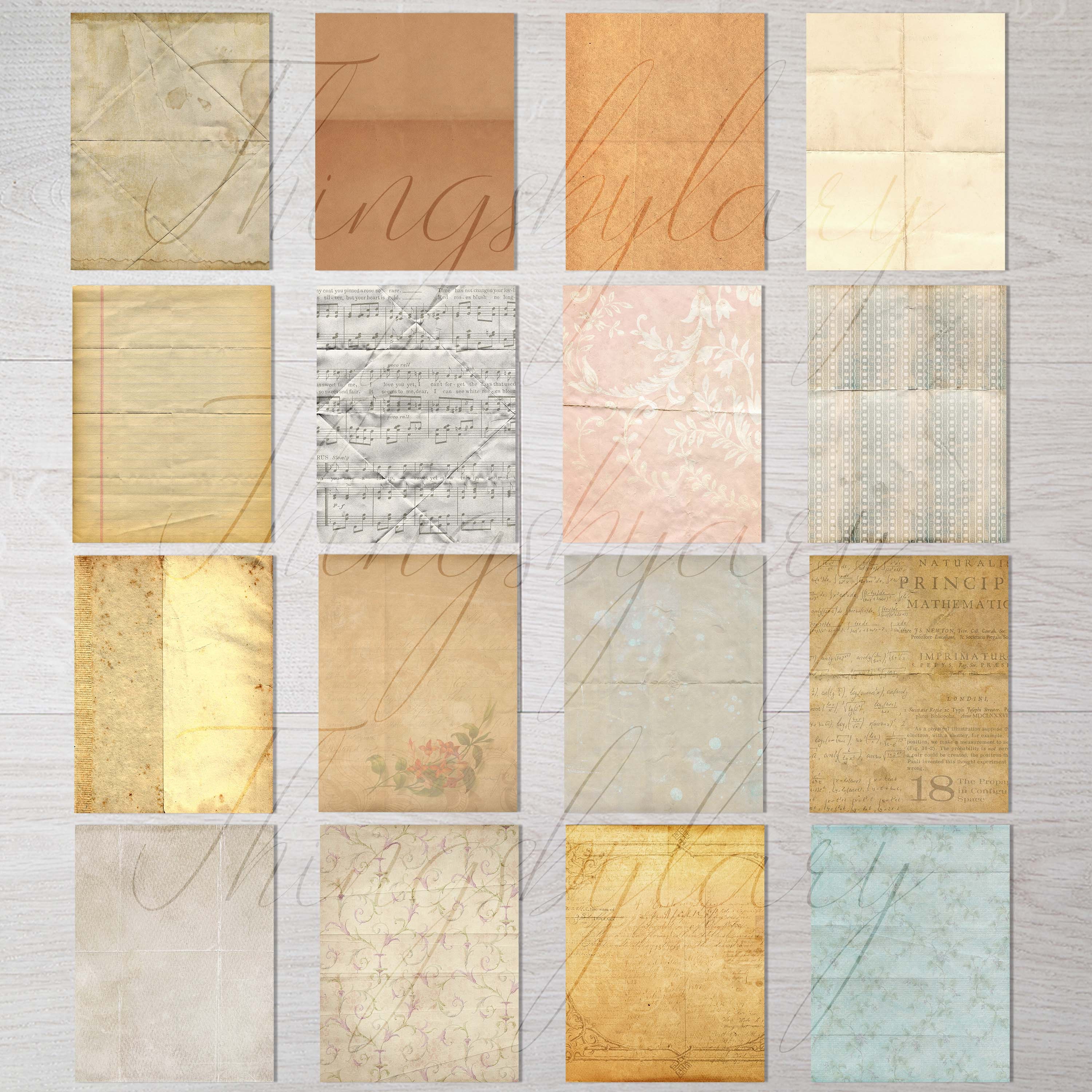 30 Folded Crumpled Antique Vintage Old Digital Papers Vol.3 | Etsy