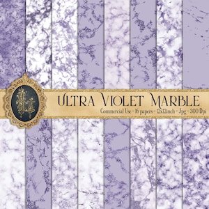 16 Ultra Violet Glitter Marble Papers, Purple Marble, Digital Marble ...