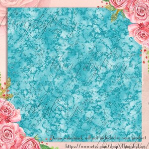 16 Teal Marble Papers, Teal Marble, Digital Marble Paper, Glitter ...