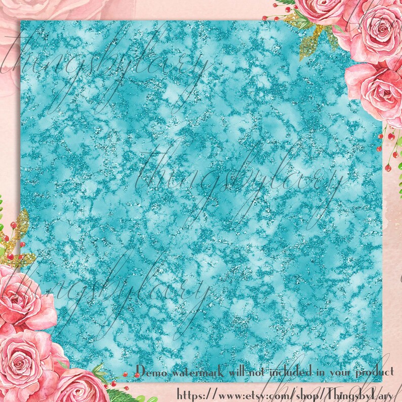 16 Teal Marble Papers, Teal Marble, Digital Marble Paper, Glitter ...