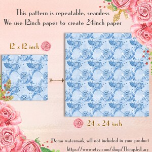 100 Seamless Watercolor Rose Papers 12 Inch 300 Dpi Commercial Use ...