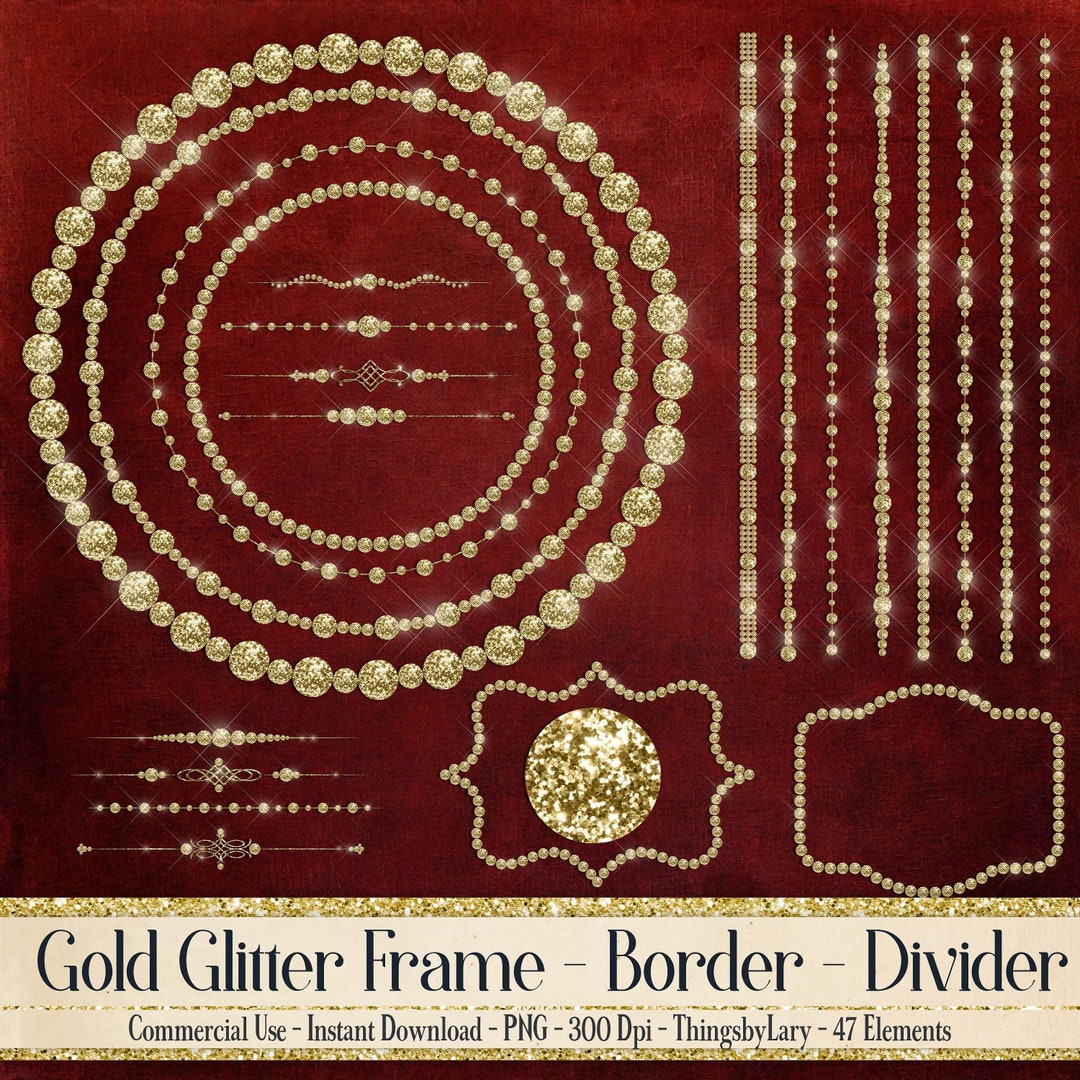 47 Gold Glitter Frames Dividers Borders PNG Instant Download Commercial ...