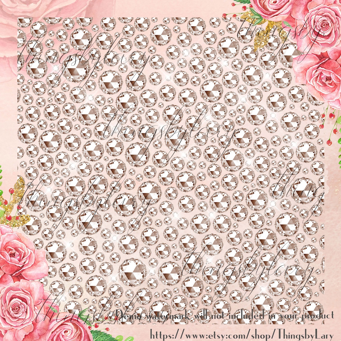 16 Real Diamond Overlay Images, Seamless Pattern, 16 Colors, Diamond ...