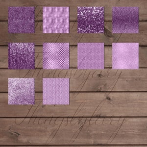 42 Amethyst Plum Glitter Sequin Digital Papers 12x12" 300 Dpi Planner ...