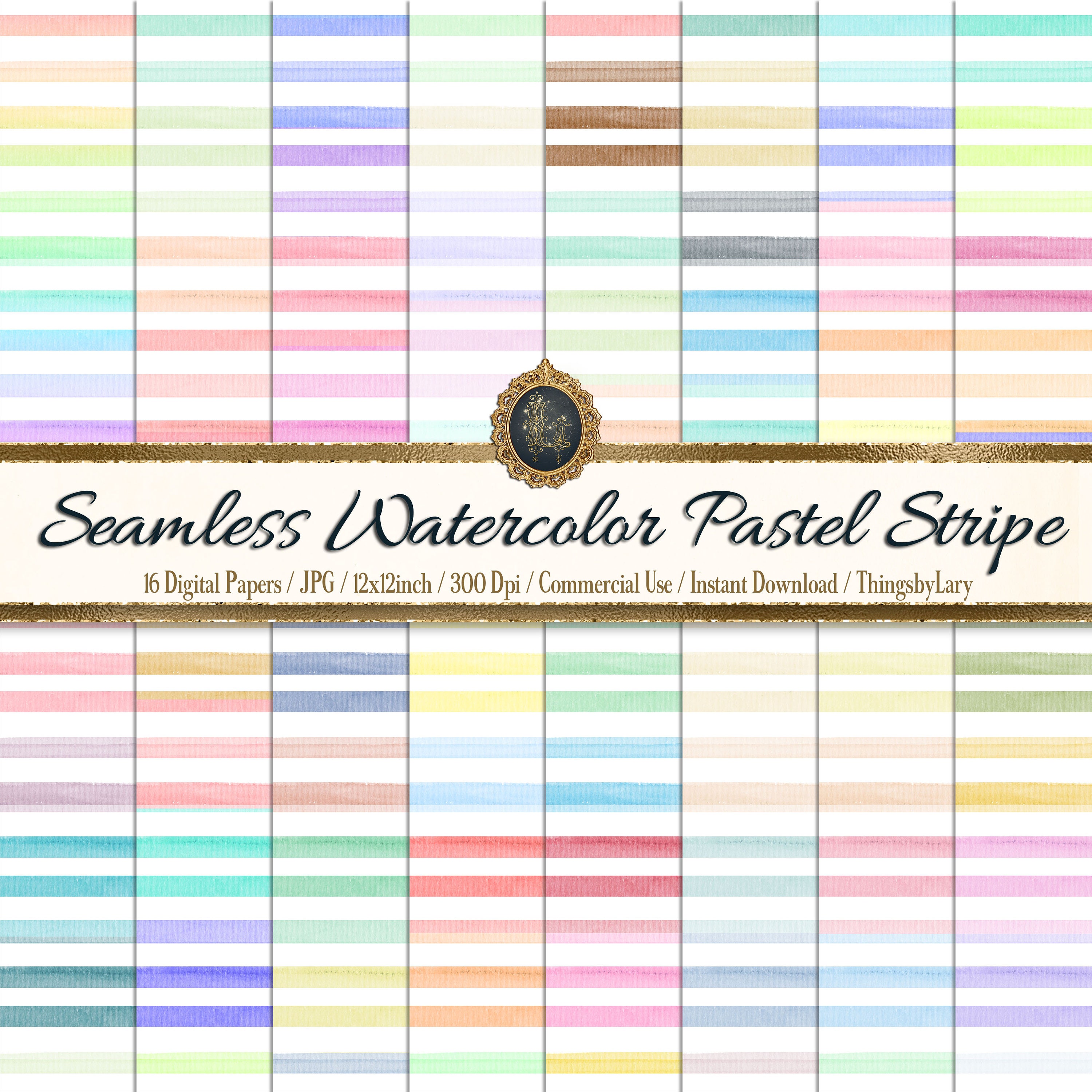 16 Seamless Watercolor Pastel Rainbow Ombre Stripes Digital - Etsy