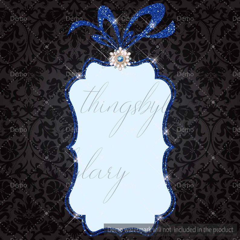Blue Royal Frame, Glitter and Jewelry Frame Clipart, Glitter Frame for ...
