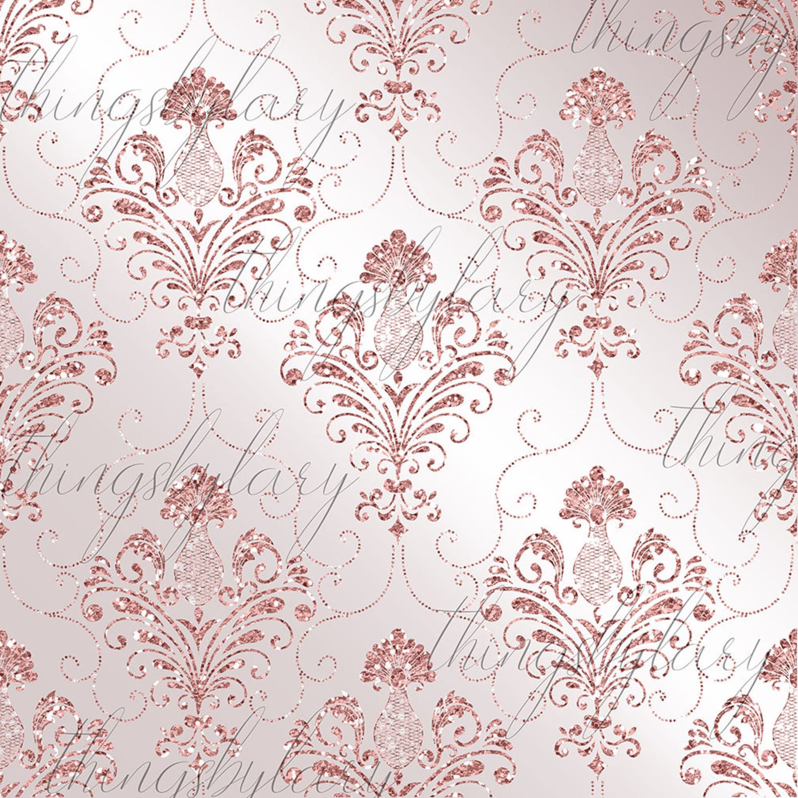 42 Pale Pink Peach Glitter Seamless Damask Ornament Overlays ...