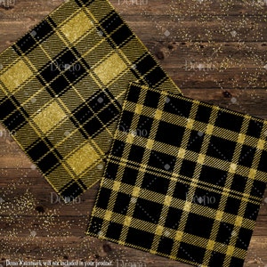 16 Gold Glitter Tartan Plaid Gingham Check Digital Papers 12inch 300 ...