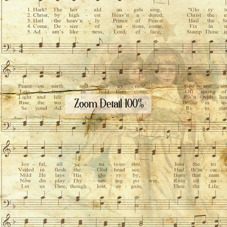 16 Vintage Christmas Music Sheet Digital Papers 12x12" Christian Hymns ...